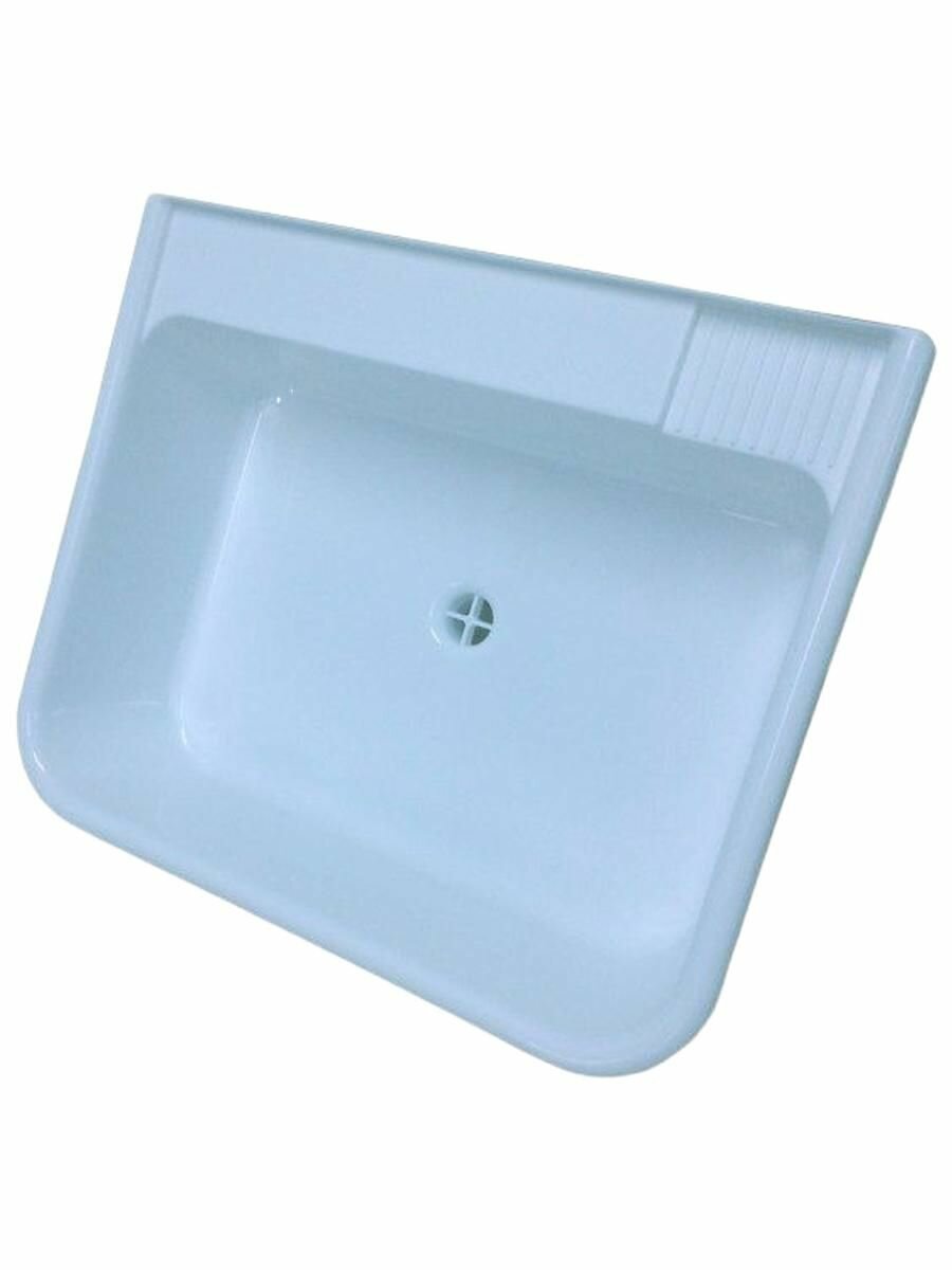 Раковина для умывальника дачного большая 410х495 мм. пластиковая с выпуском