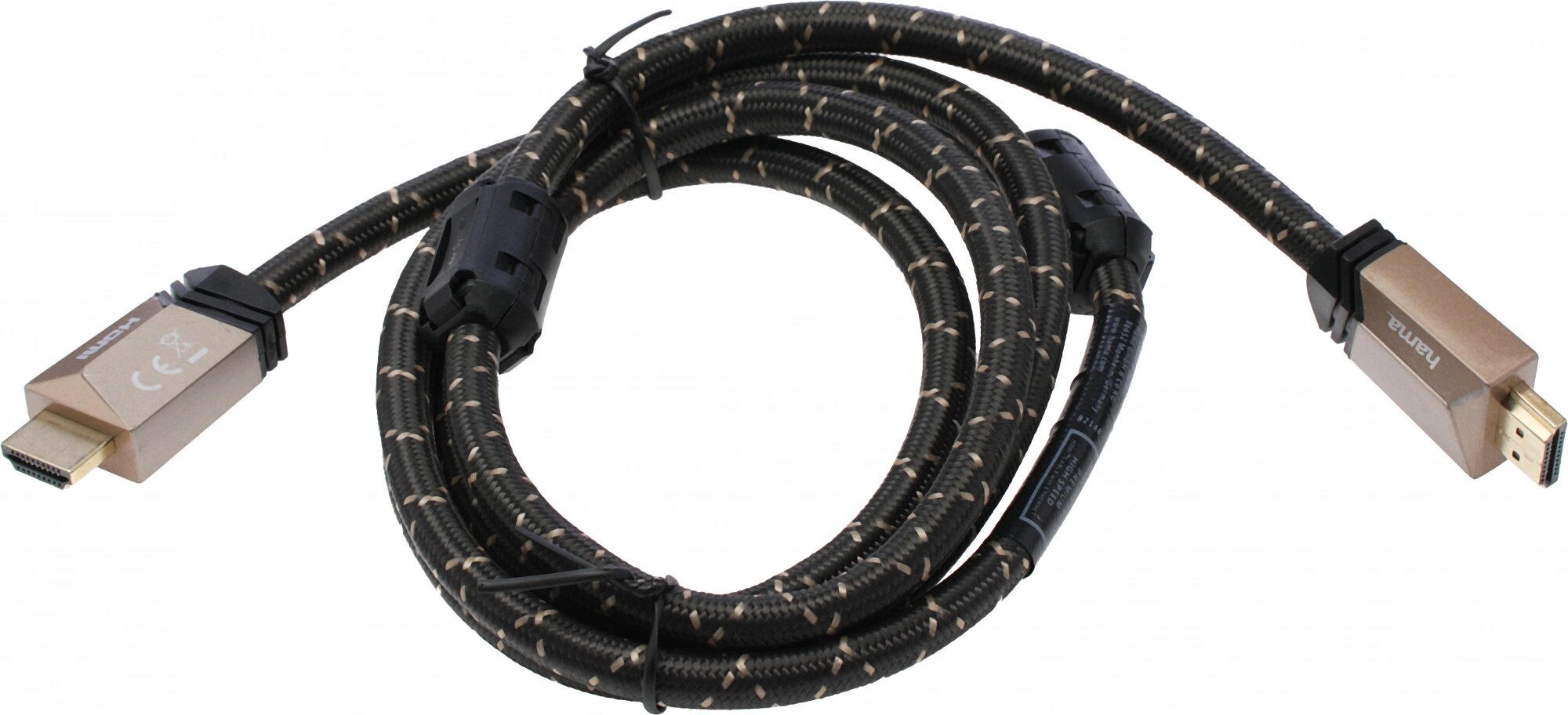 Кабель аудио-видео HAMA Premium, HDMI (m) - HDMI (m) , 1.5м, GOLD, ф/фильтр, черный [00205025]