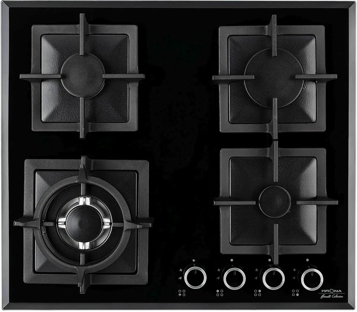Газовая варочная панель Krona Calore 60, 4 конфорки, закаленное стекло, черный