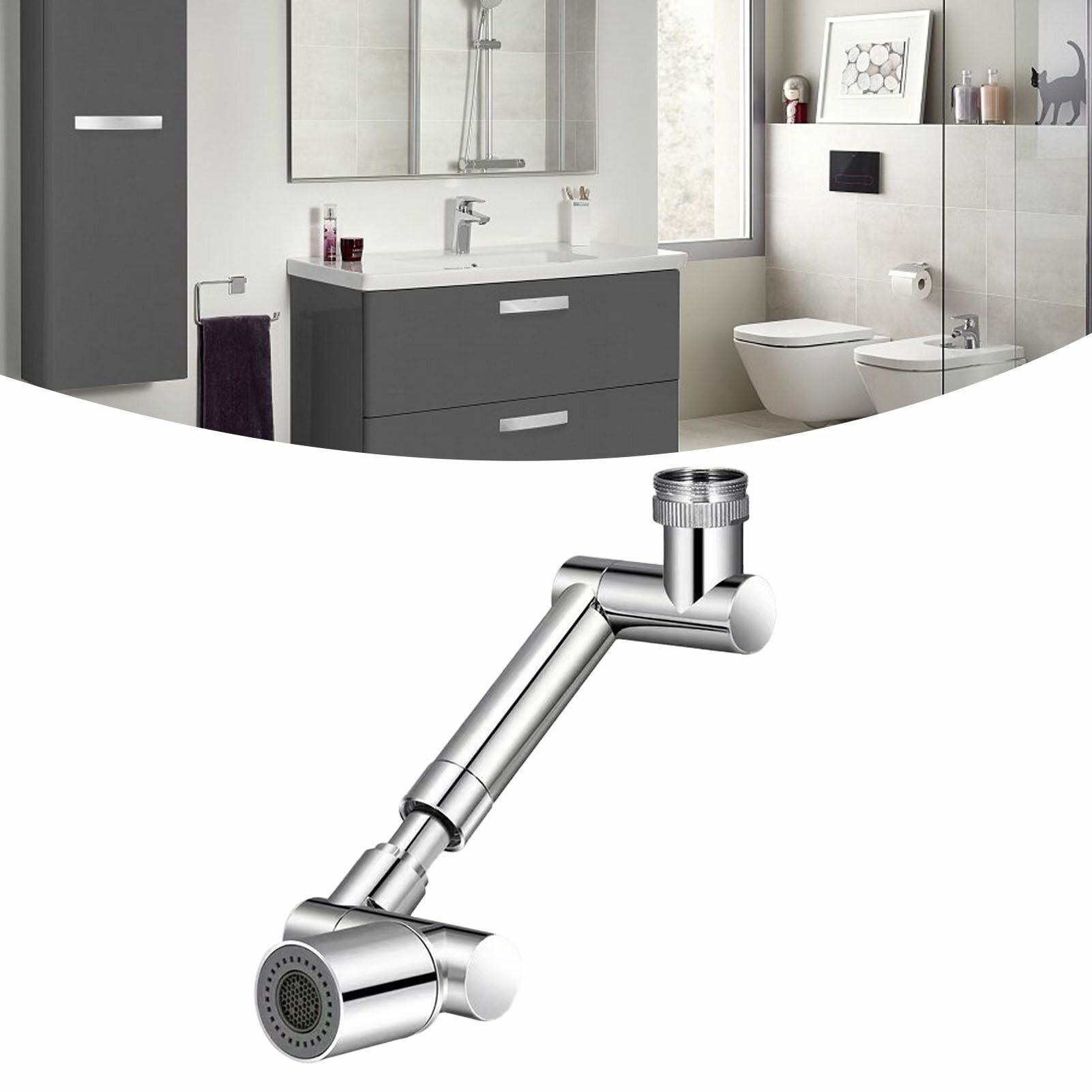 Универсальный поворотный удлинитель для смесителя с защитой от разбрызгивания и аэратором для кухни и ванной комнаты, металлический