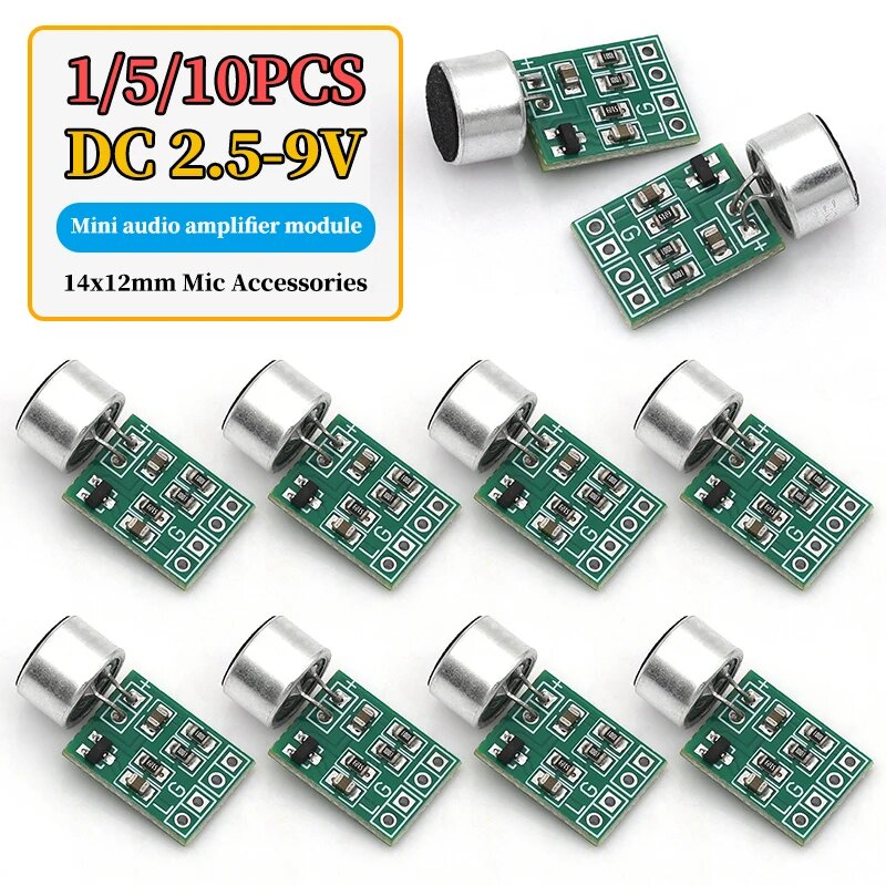 Мини-микрофон, модуль аудиоусилителя, 2,5-9 В 1Pcs