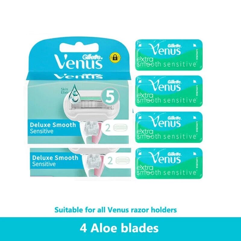 Gillette Venus Deluxe Smooth Sensitive, 4 лезвия с алоэ, 2шт