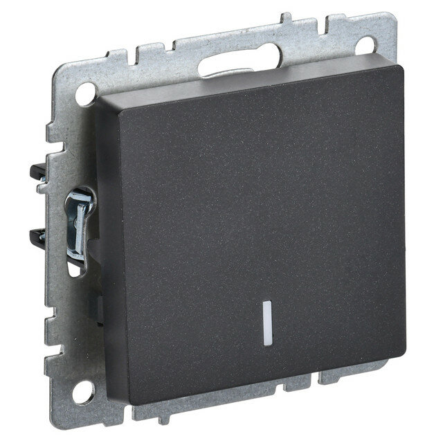 IEK BRITE 1-клавишный выключатель с индикацией черный, 10 А настенный монтаж