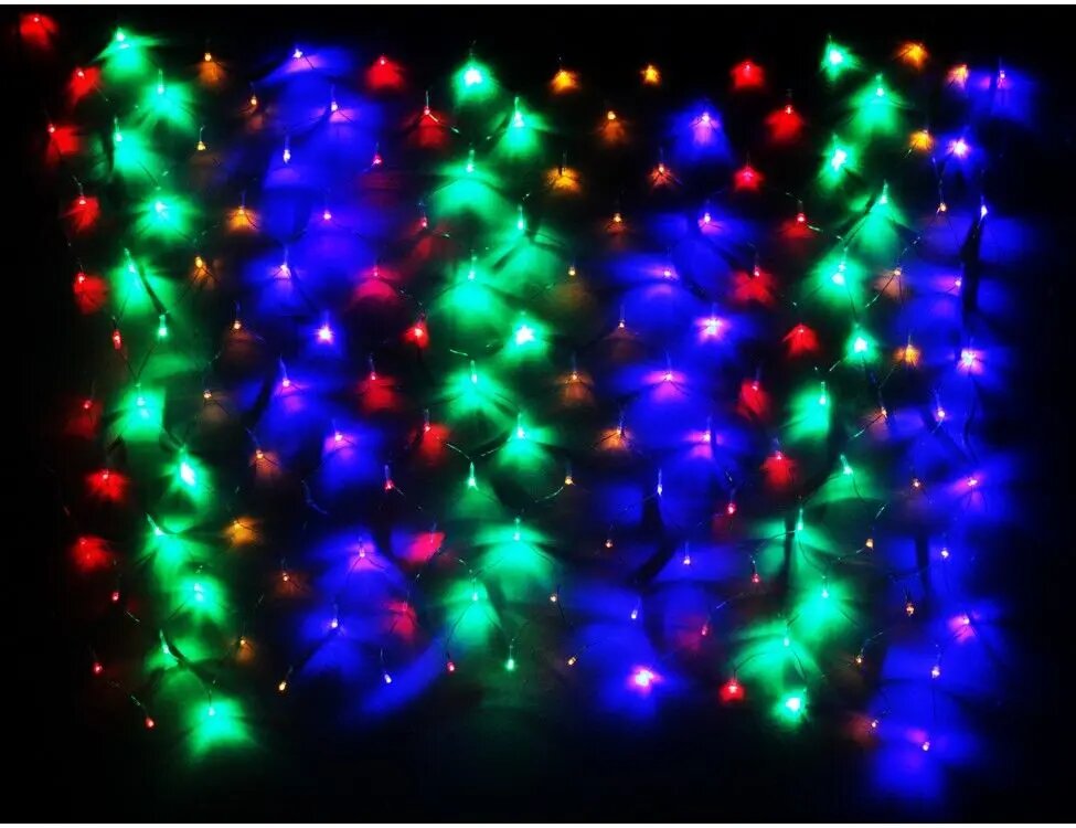 Электрогирлянда "Сетка", 144 разноцветных LED-огня, 1,5х1 м, уличная, SNOWHOUSE