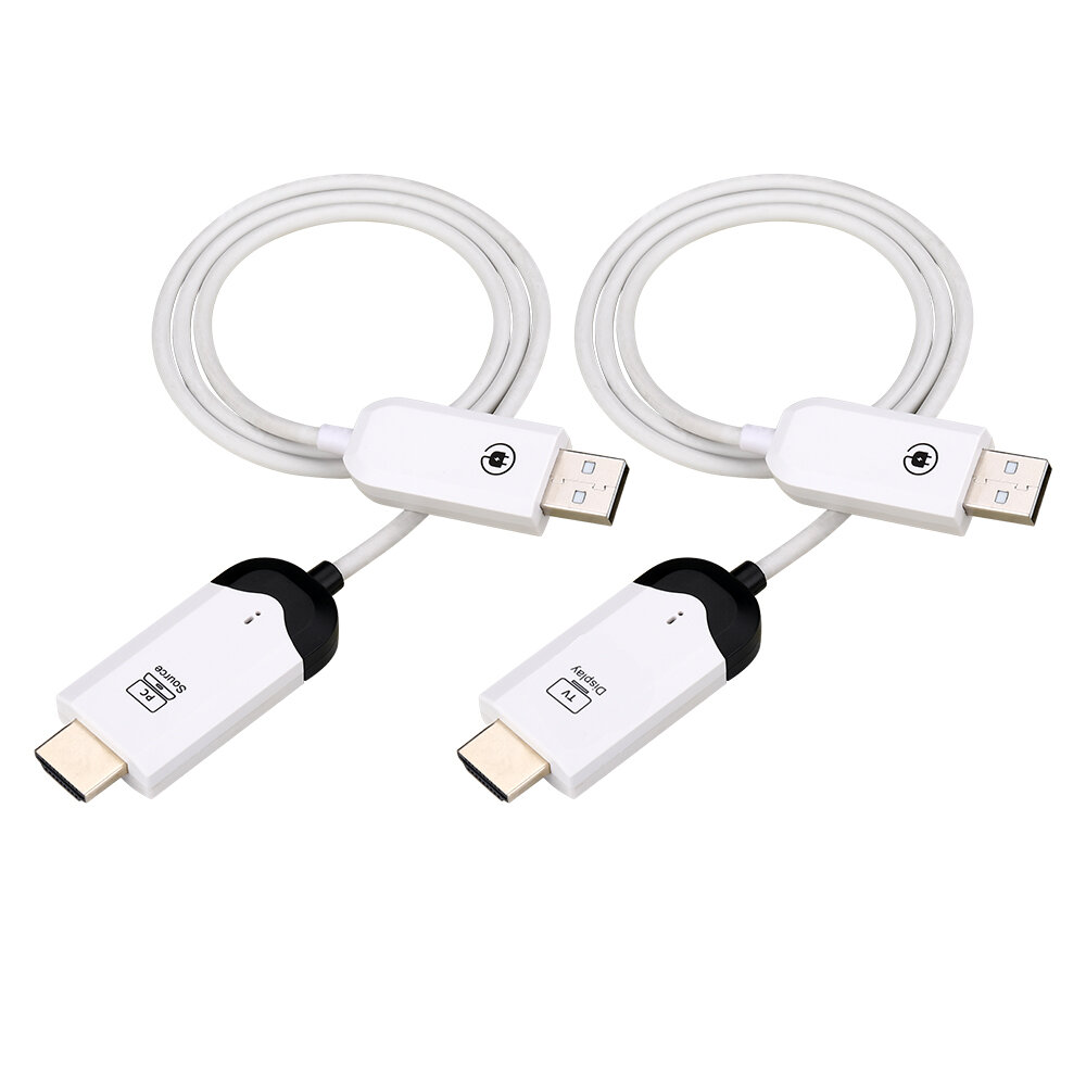 HDMI Wireless Transmitter Receiver 5G Point-to-Point Streaming 30m Range Plug & Play 2K 1920*1080P Audio Video Sync Mirroring Extending ABS Shell HDMI Output 5V/2A Power Supply 61CM Wire 3.5MM Diameter 1x Transmitter 1x Receiver
