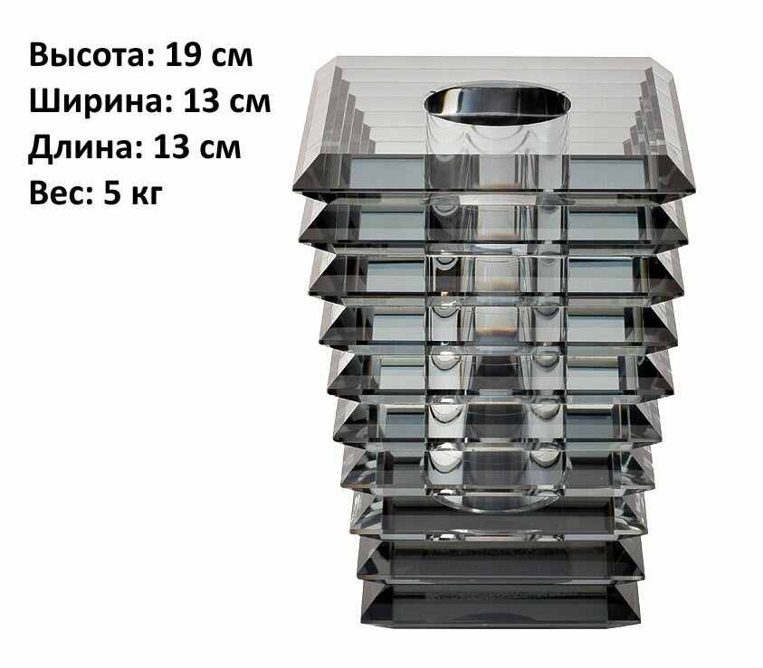 Ваза-подсвечник Garda Decor Garda XVB3461S, оптическое стекло, искусственный хрусталь, высота: 19 см