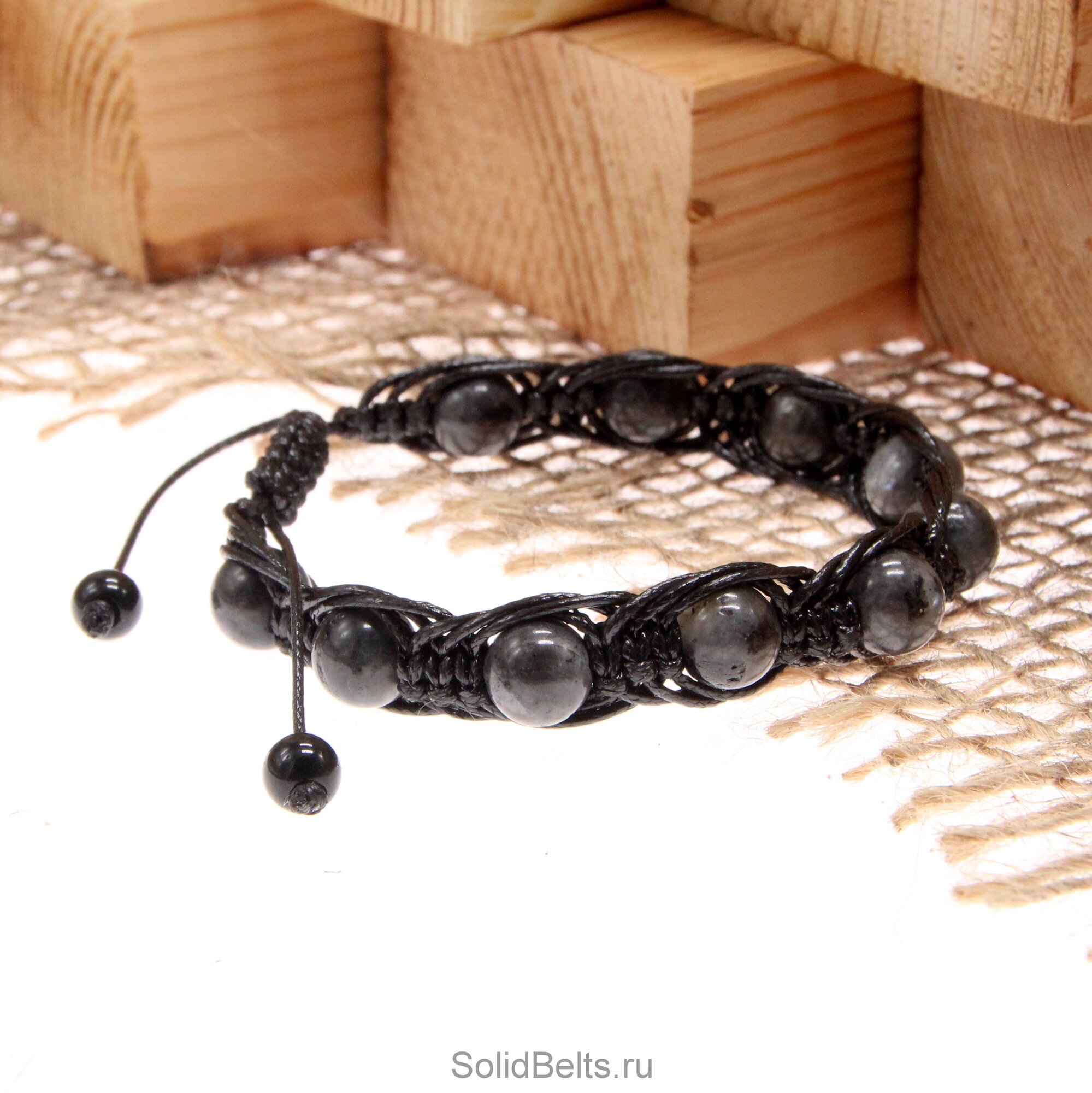 Плетеный браслет, анортозит, лабрадорит