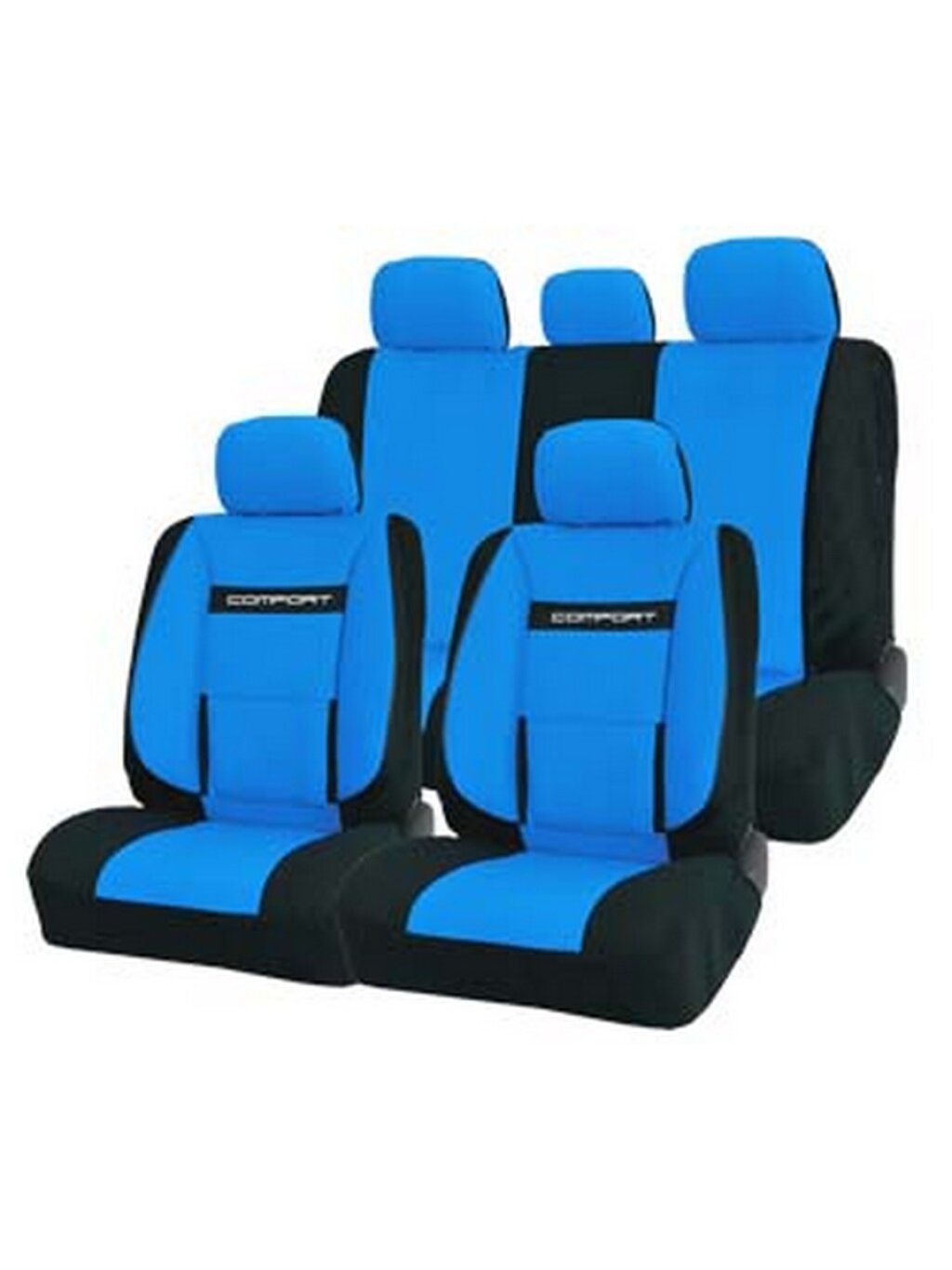 Чехлы автомобильные Autoprofi Comfort Велюр черный/синий 11 предметов