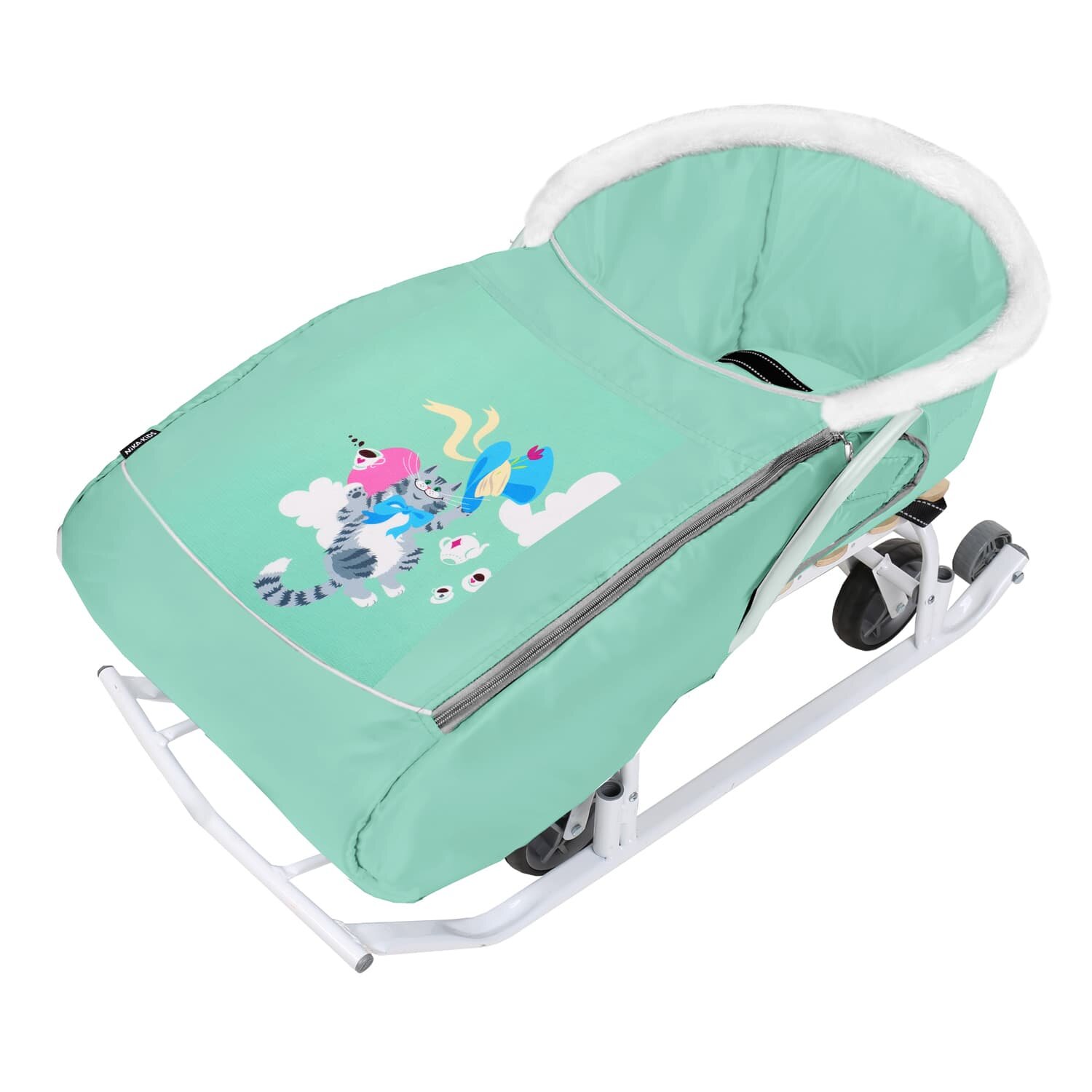 Сиденье-Матрац для санок универсальное СС3-3/КТ с котиком мятный Ника