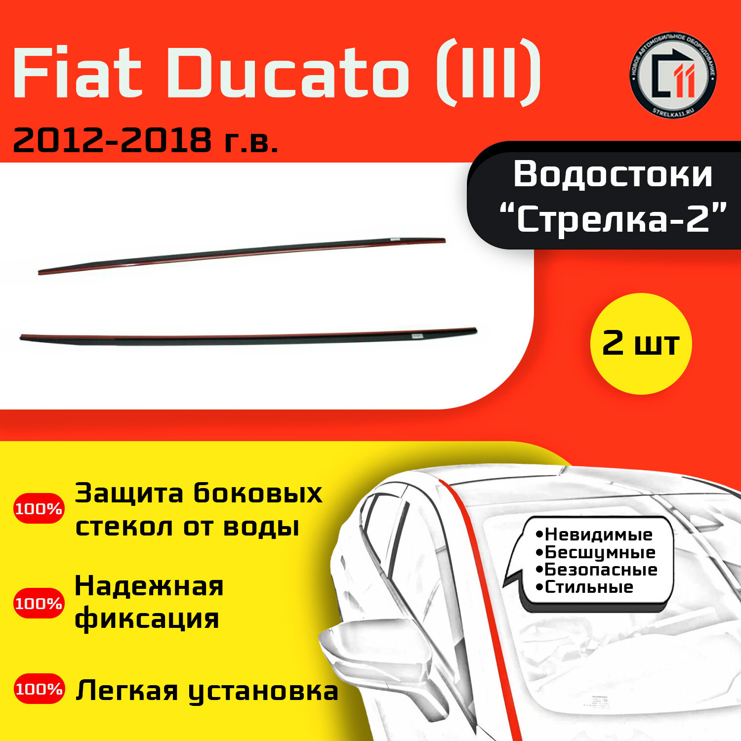 FIAT DUCATO 2012-2018г. в. (III) - Дефлектор (водосток) лобового стекла Стрелка-2