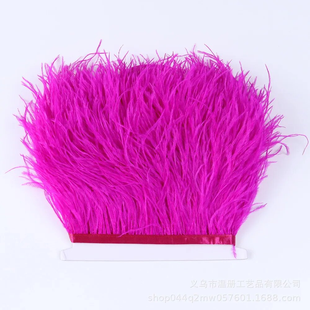 Страусиная бахрома розового цвета Розовый, 8-10cm 1M, 004