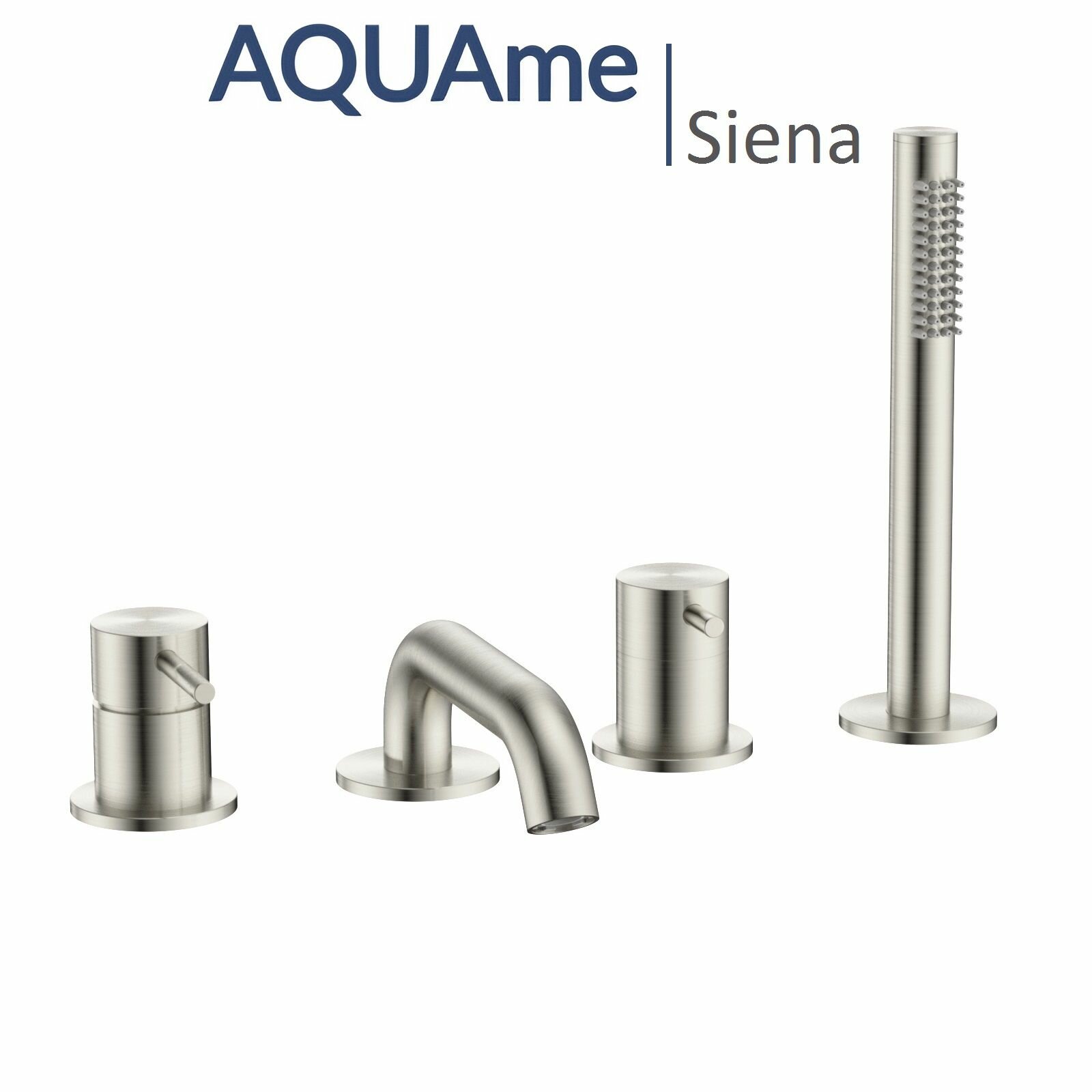 Смеситель встраиваемый на борт ванны AQUAme Siena шлифованный никель AQM6219BN