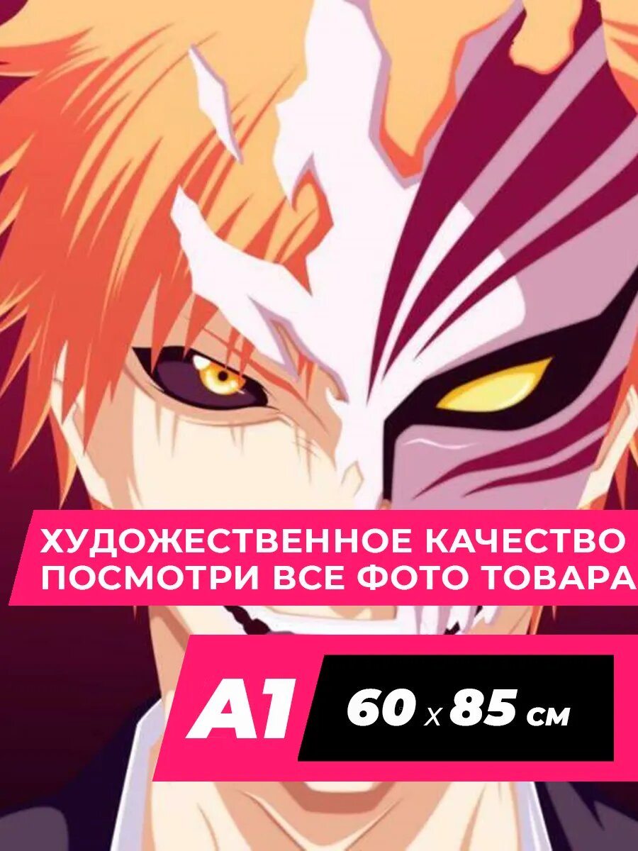 Постер Блич на стену 64 Bleach A1, матовая фотобумага премиум качества