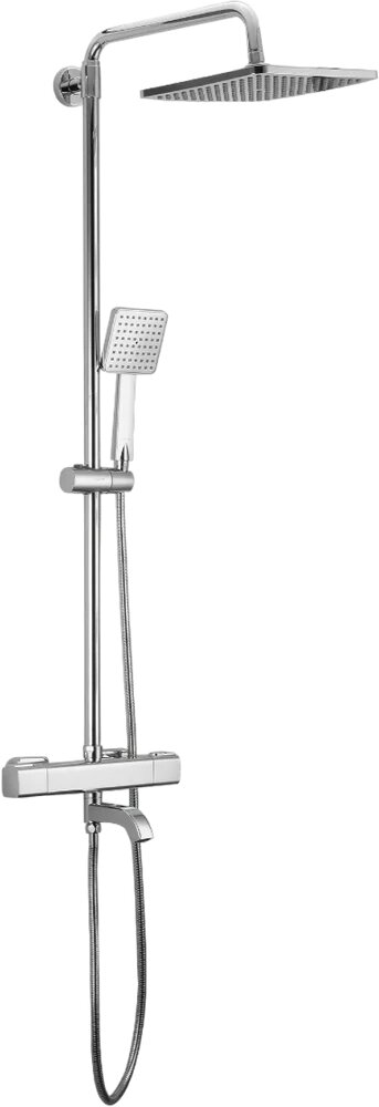 Душевая стойка Gappo G91 G2491 со смесителем, термостатическим, хром, глянцевая, с тропическим душем, с изливом, с лейкой, душевая система, латунная