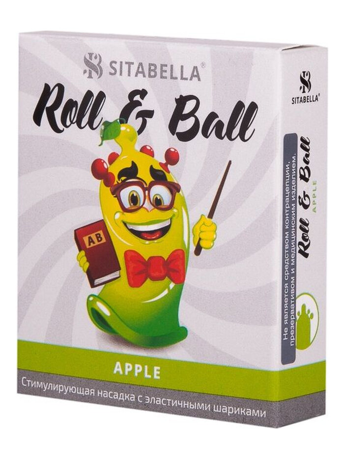 Стимулирующий презерватив-насадка Sitabella Roll & Ball Apple
