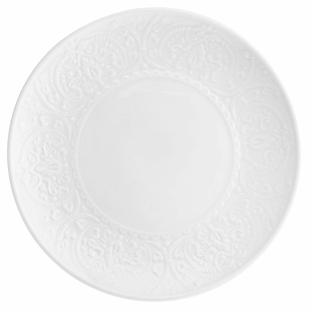 "Русь" Тарелка мелкая фарфоровая д175мм h19мм, белый, рельефный декор