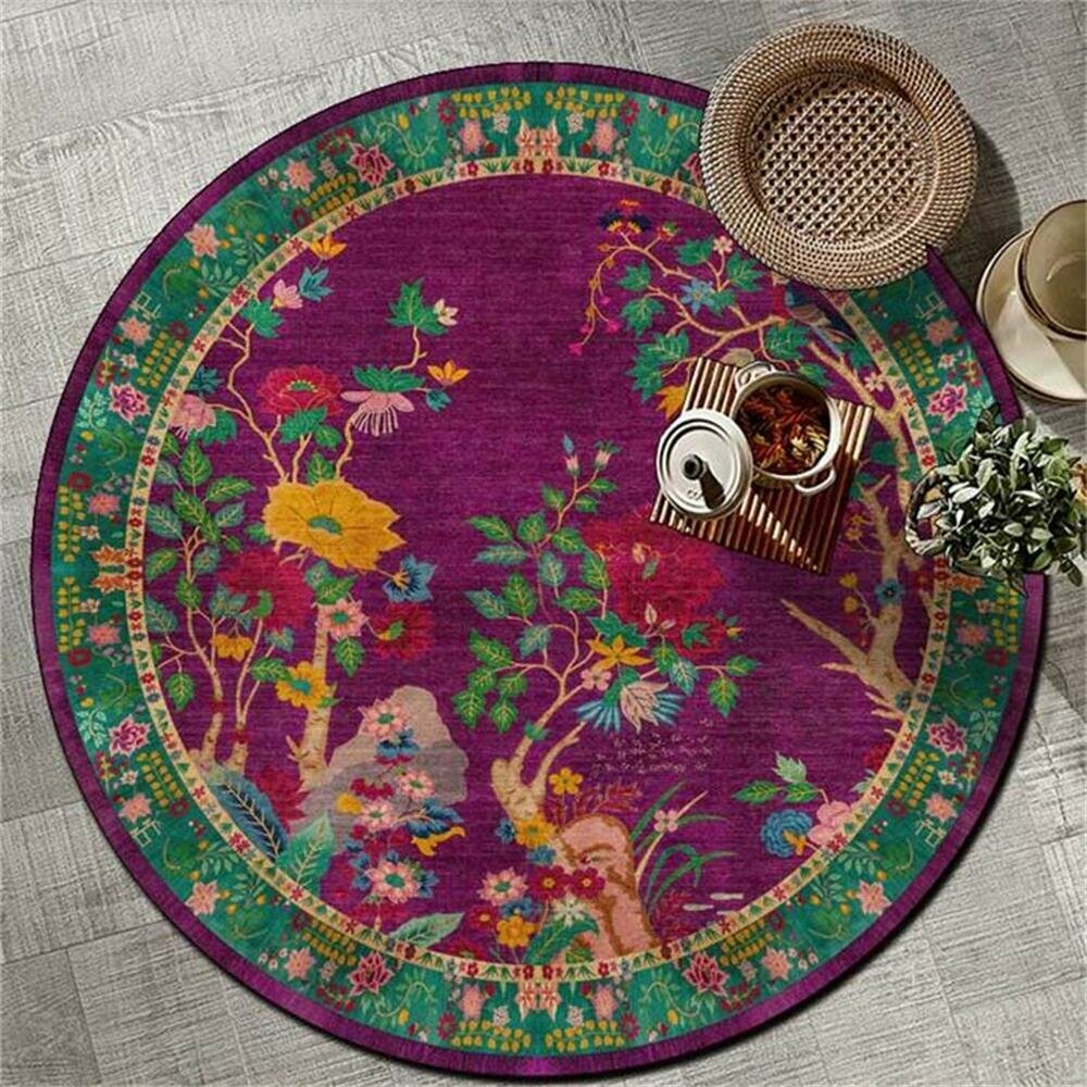 Новый круглый нескользящий ковер с цветами в китайском стиле, 120 см