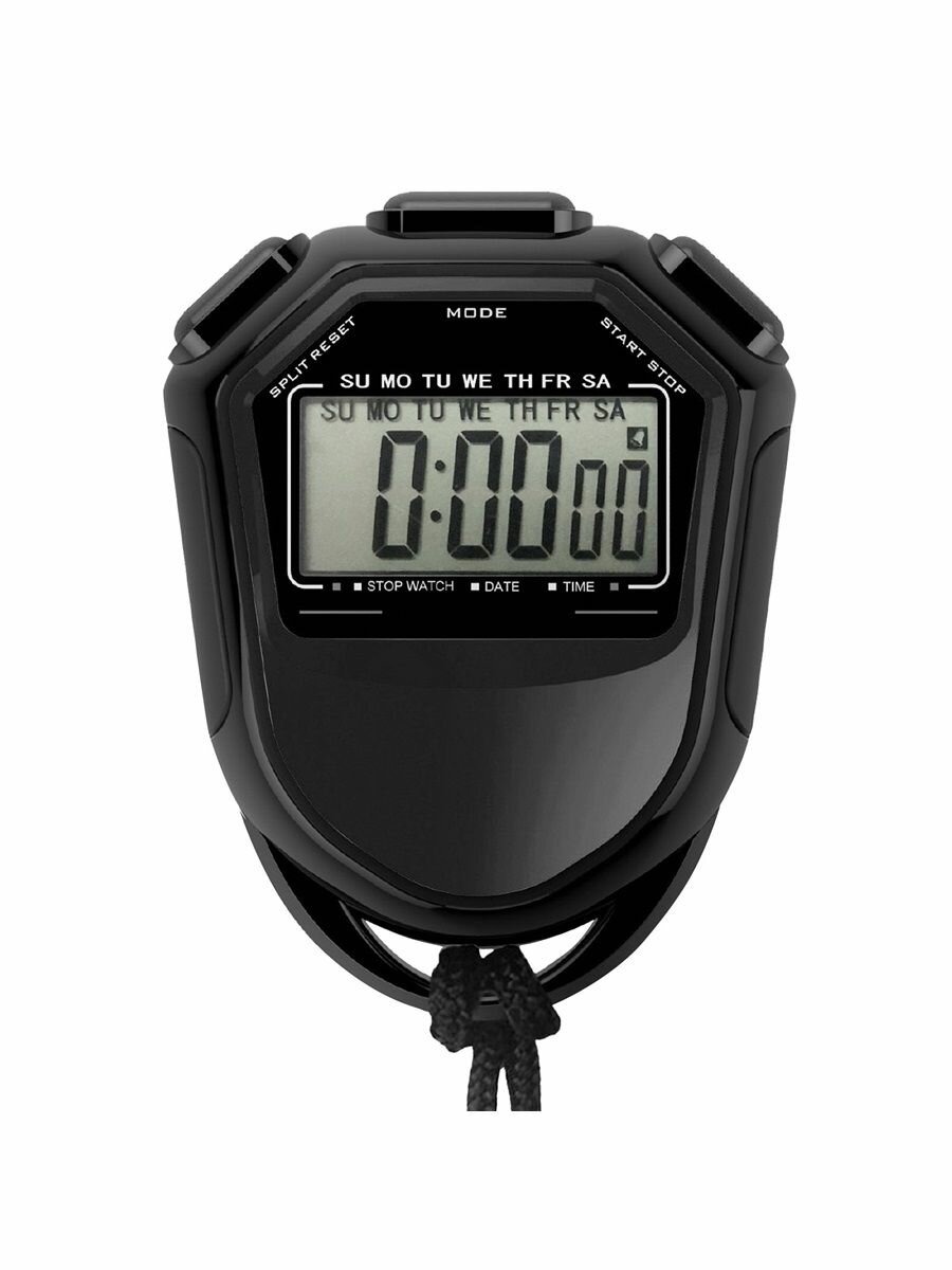 Цифровой секундомер, водонепроницаемый ручной ЖК-хронограф с таймером и ремешком для спортивных тренировок, плавания, бега, футбола, секундомер для измерения времени