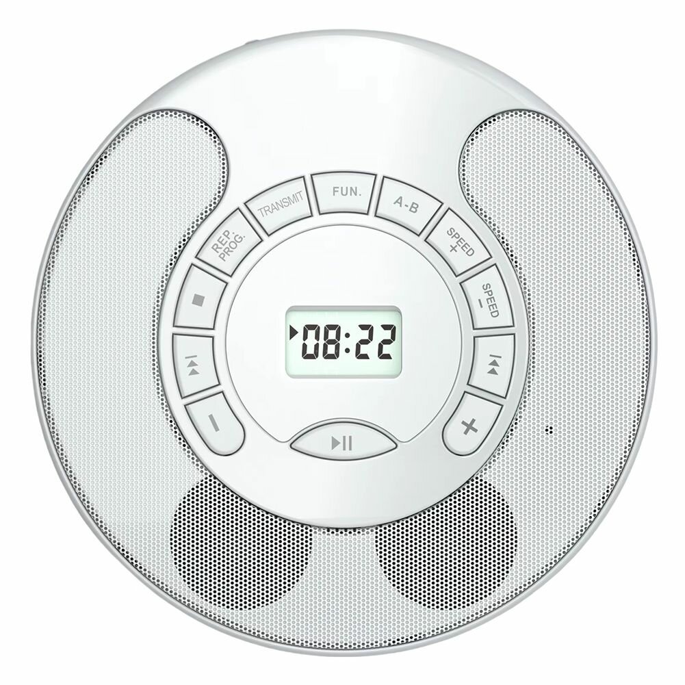 Новый портативный CD-плеер, модель с двумя Bluetooth-модулями, USB-плеером, двумя стереодинамиками, повтором AB, AUX, регулировкой скорости воспроизведения, белый