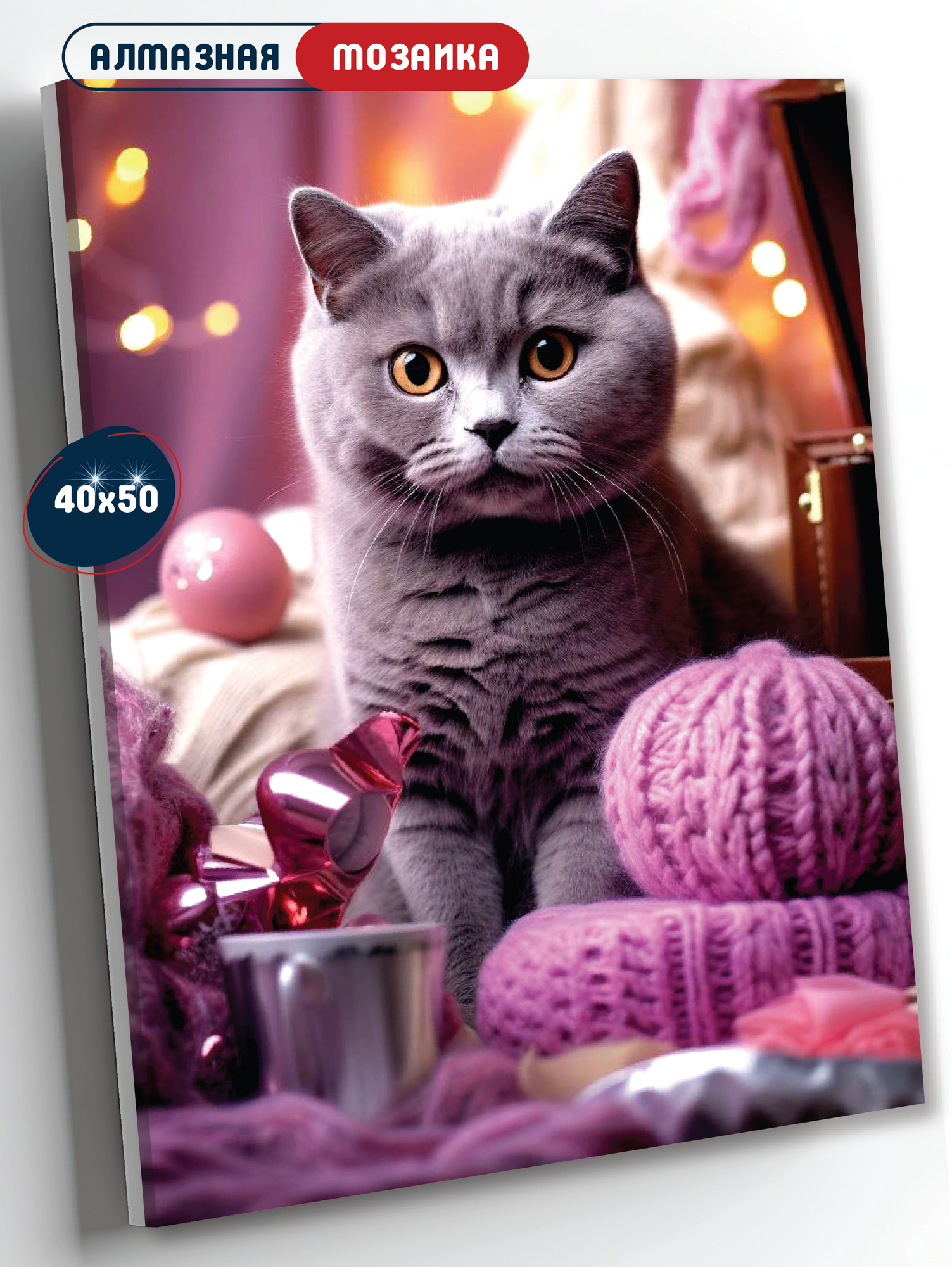 Алмазная мозаика 40х50 на подрамнике картина стразами алмазная вышивка британская короткошёрстная