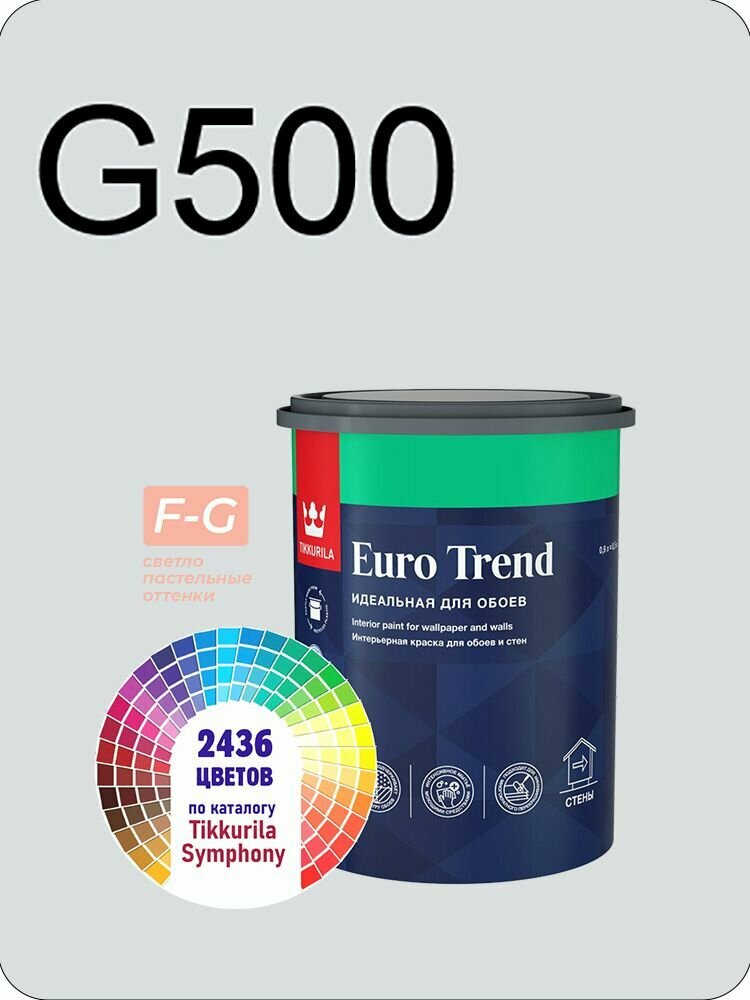 Краска для обоев Tikkurila Euro Trend 0,9л. светло-пастельные оттенки G500