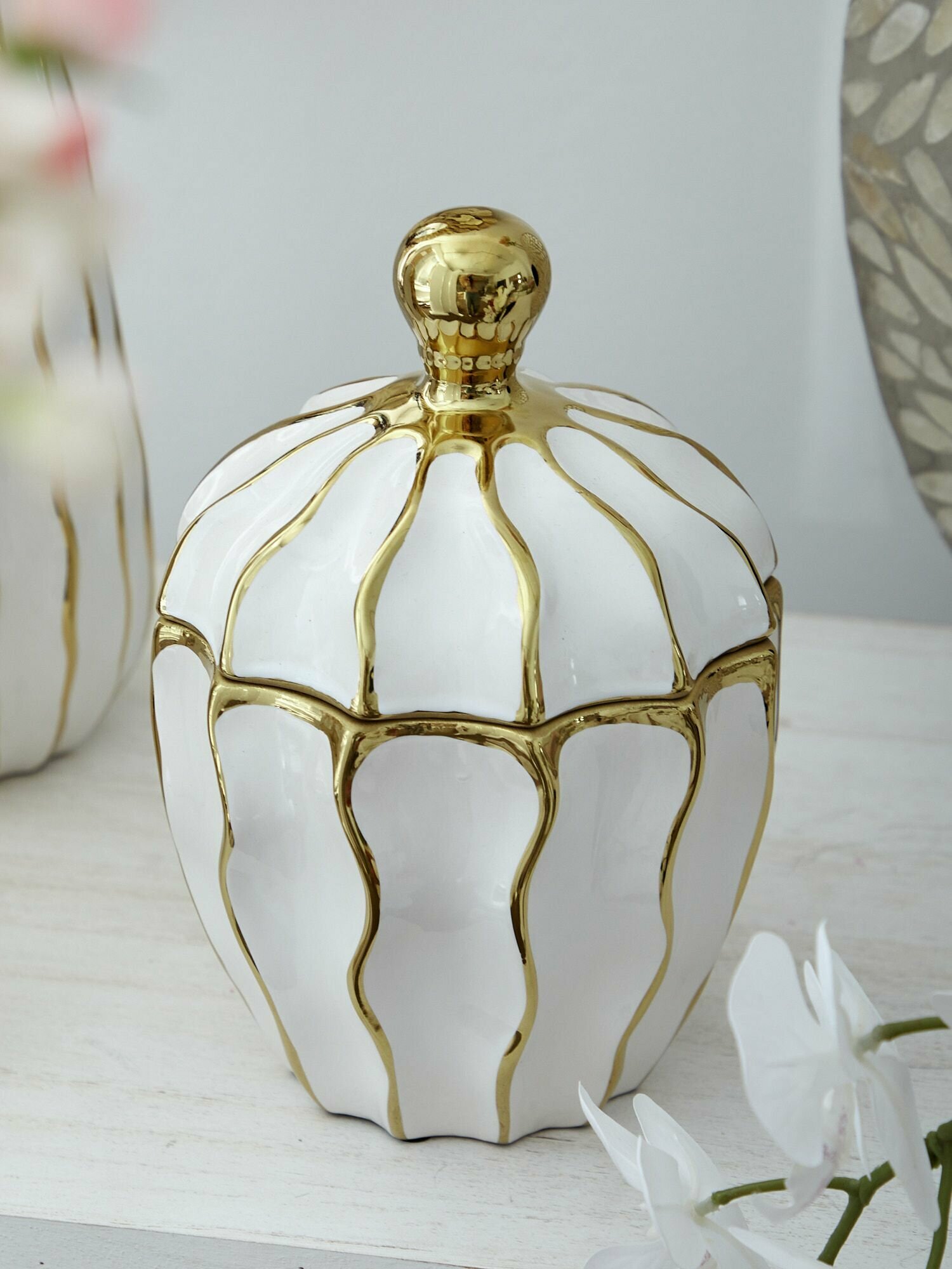 74-013 Декоративная банка с крышкой, керамика 17х17х25см, Glasar