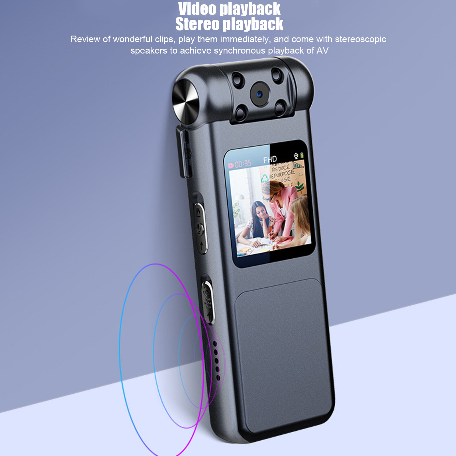 Видеорегистратор Многофункциональное 1080P HD с шумоподавлением, обнаружение движения, небольшое записывающее устройство с камерой, нейтральный английский язык, 64 ГБ