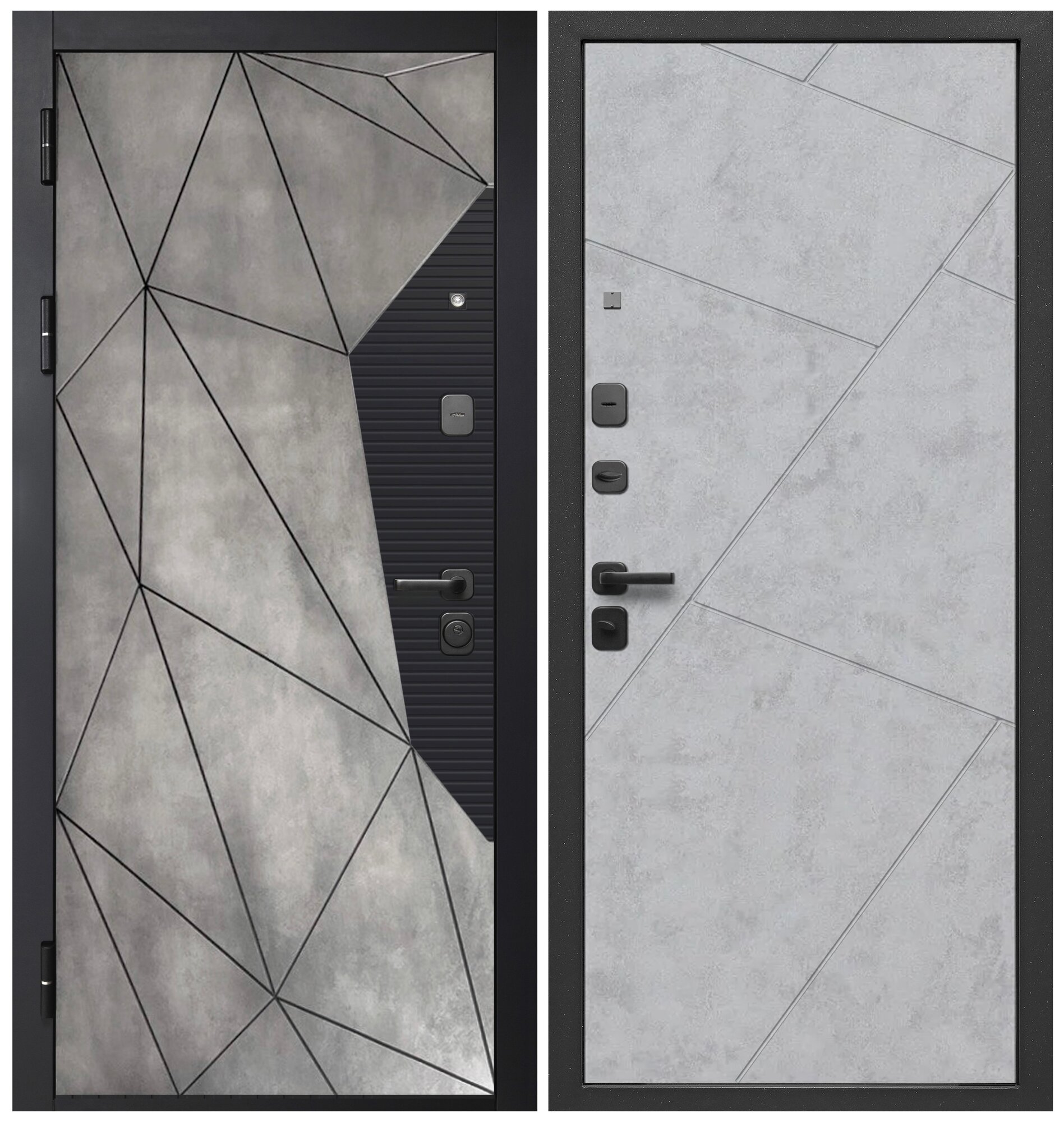 Входная дверь Ferroni 9 см Геометрия Бетон Снежный (960мм) левая