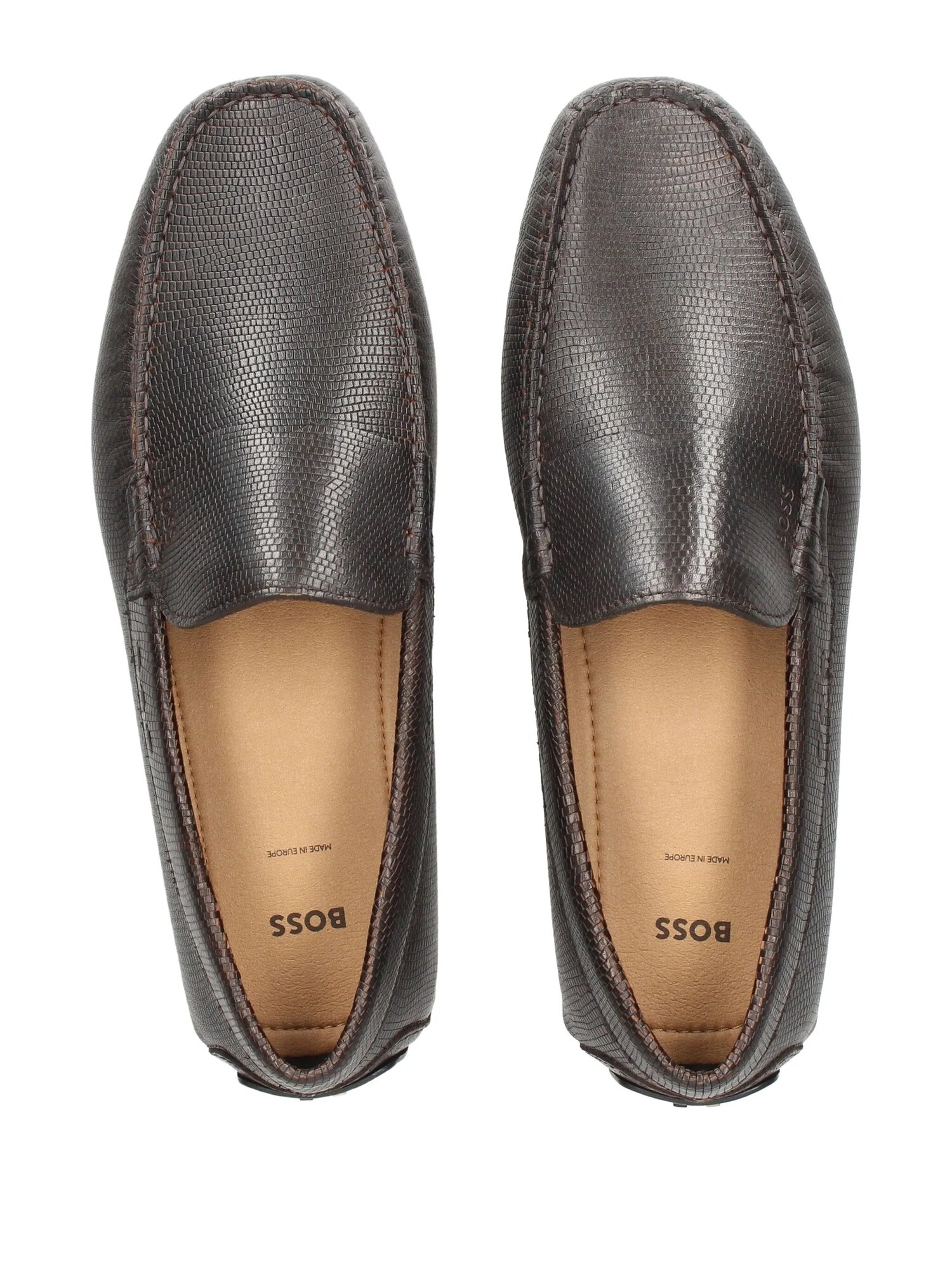 Лоферы BOSS Printed-leather loafers, размер 43, brown — фото 1