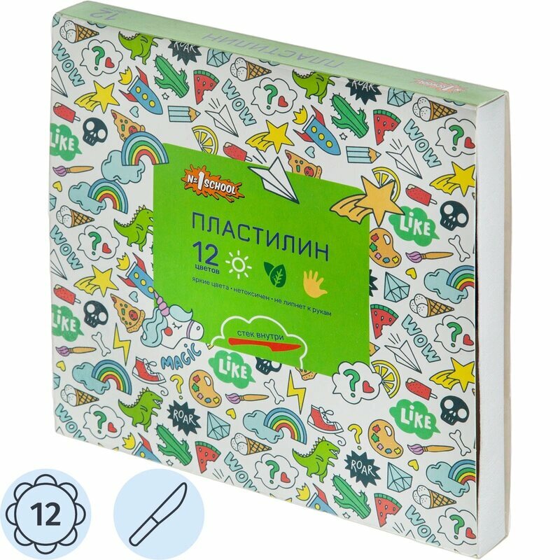 Пластилин классический Выбор Есть Отличник 12 цв 240 г со стеком
