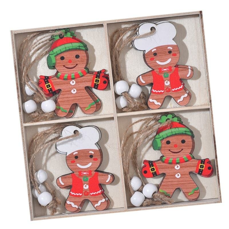 Четыре Дворцовые Сетки 12шт деревянный Пряничный Человечек Кулон-Тип B