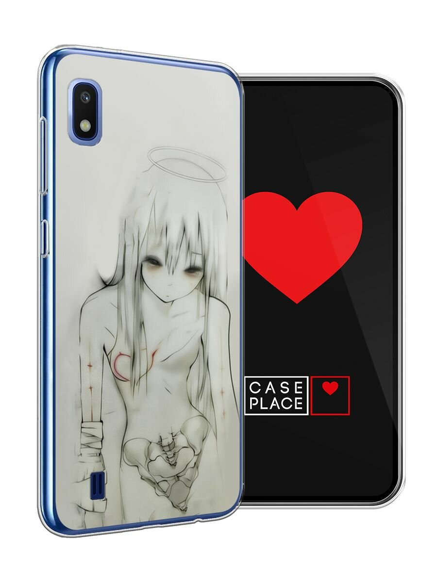 Чехол на Samsung Galaxy A10 / Самсунг Галакси А10 с принтом "Аниме рисунок чёрно-белый" — фото 1