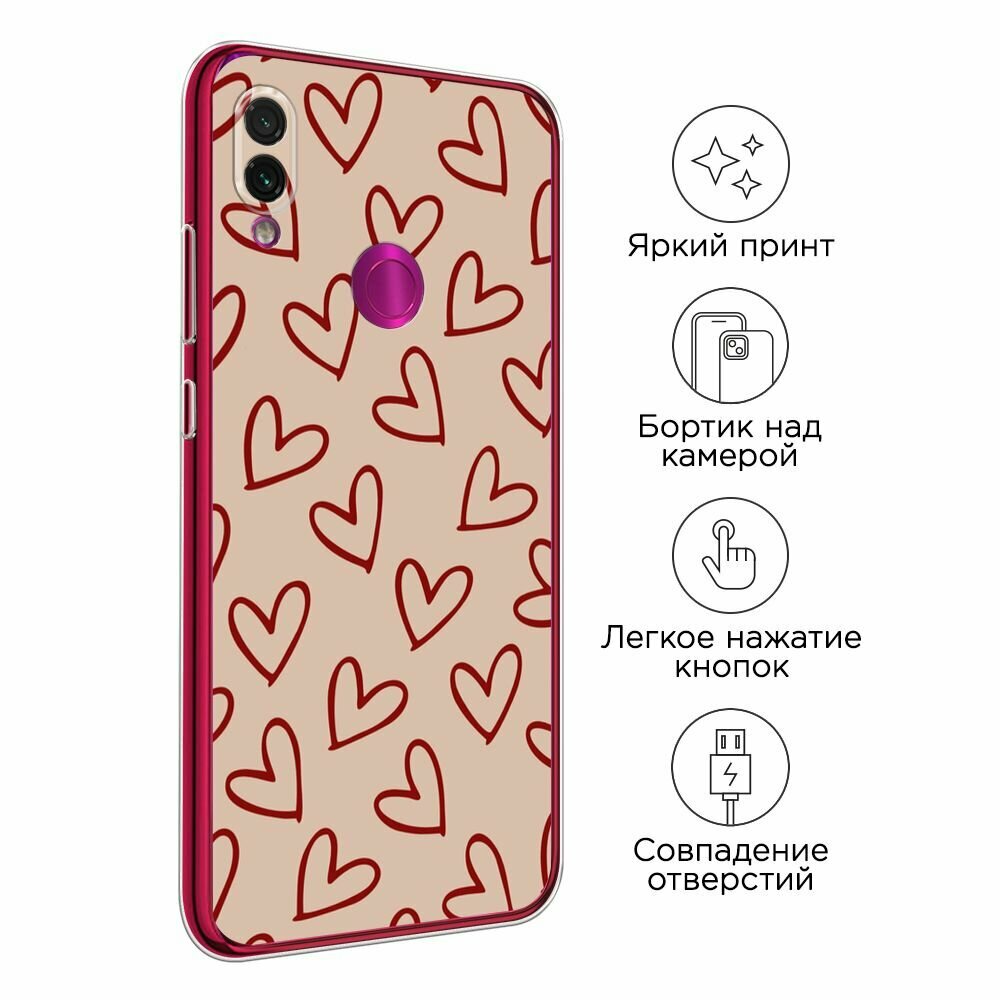 Чехол на Xiaomi Redmi Note 7 / Сяоми Редми Нот 7 с принтом "Little hearts doodles 1 - 14 февраля" — фото 1