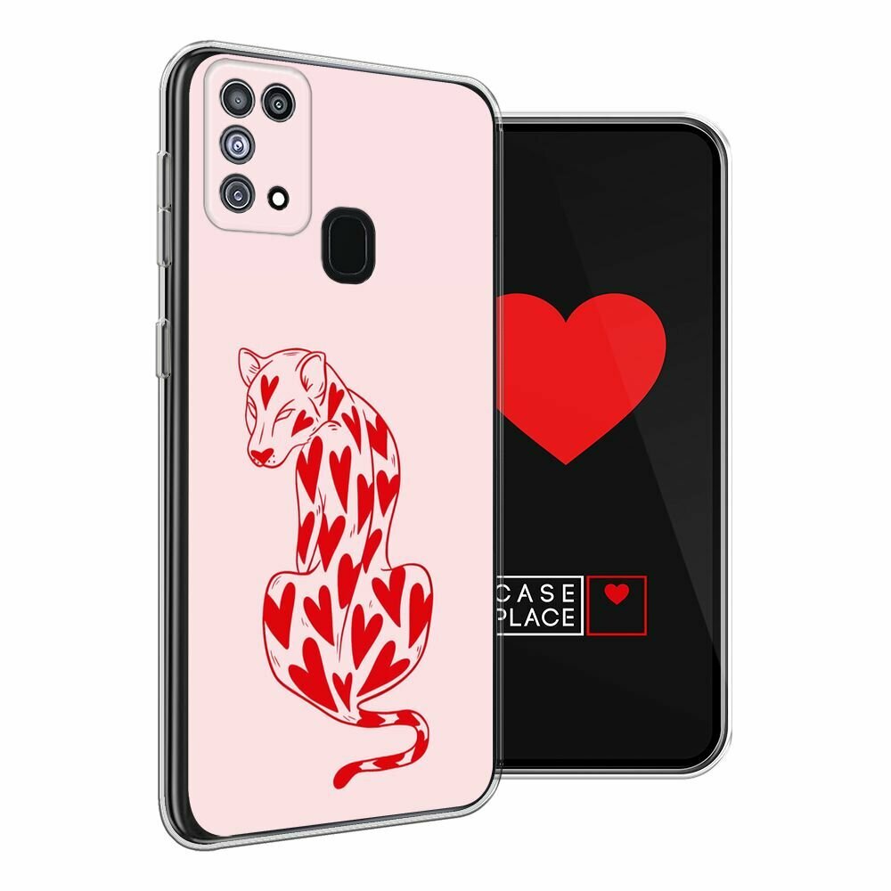 Чехол на Samsung Galaxy M31 / Самсунг Галакси М31 с принтом "Heart panther 1 - 14 февраля" — фото 1