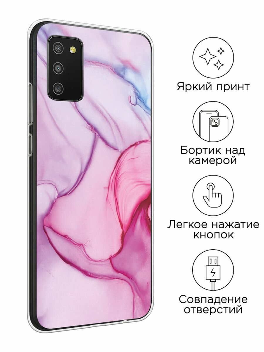 Чехол на Samsung Galaxy A02s / Самсунг Галакси A02s с принтом "Розовые мраморные разводы" — фото 1