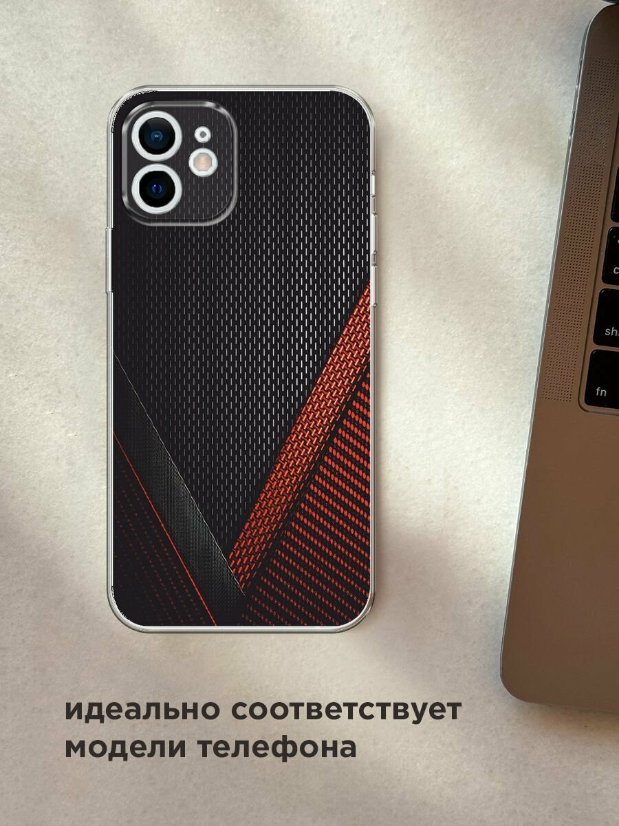 Чехол на Apple iPhone 12 mini / Айфон 12 Мини с принтом "Красный карбон" — фото 1