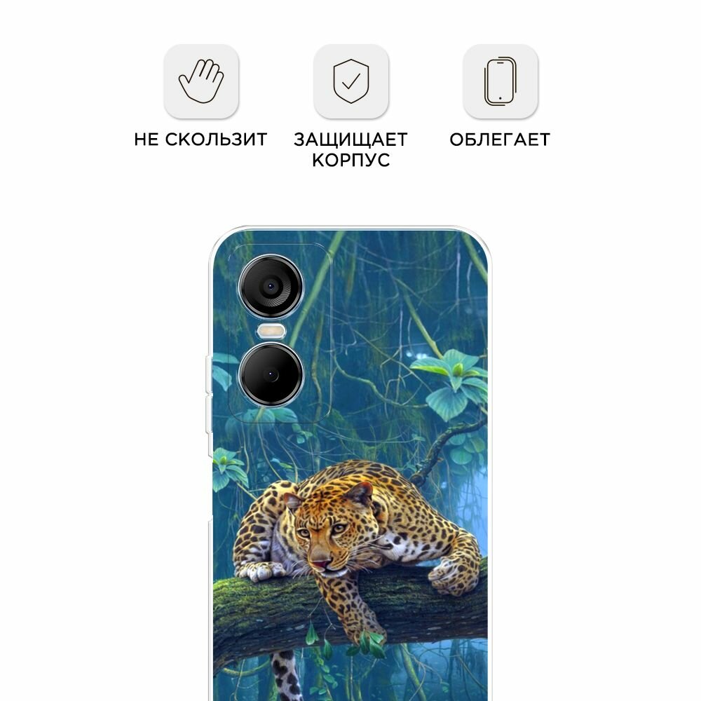 Чехол на Tecno Pop 6 pro / Техно Поп 6 Про с принтом "Леопард охотник" — фото 1