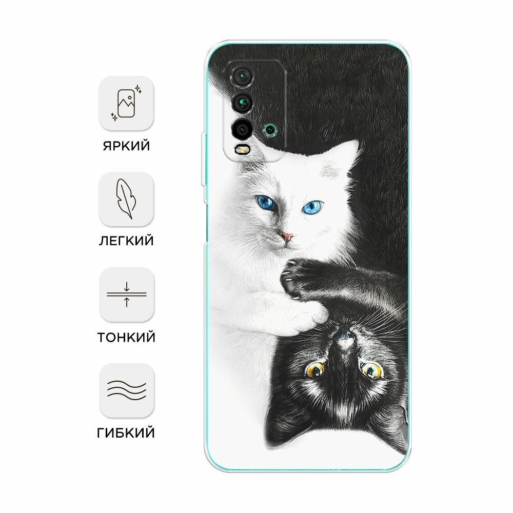 Чехол на Xiaomi Redmi 9T / Сяоми Редми 9Т с принтом "Коты Инь-Янь" — фото 1