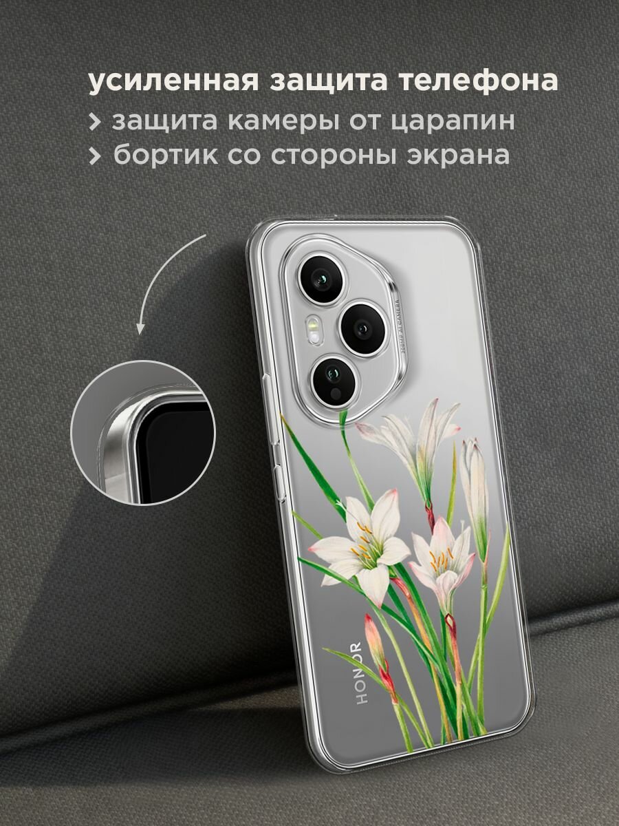 Чехол на Honor 400 Pro / Хонор 400 Про с принтом "White lily", прозрачный — фото 1