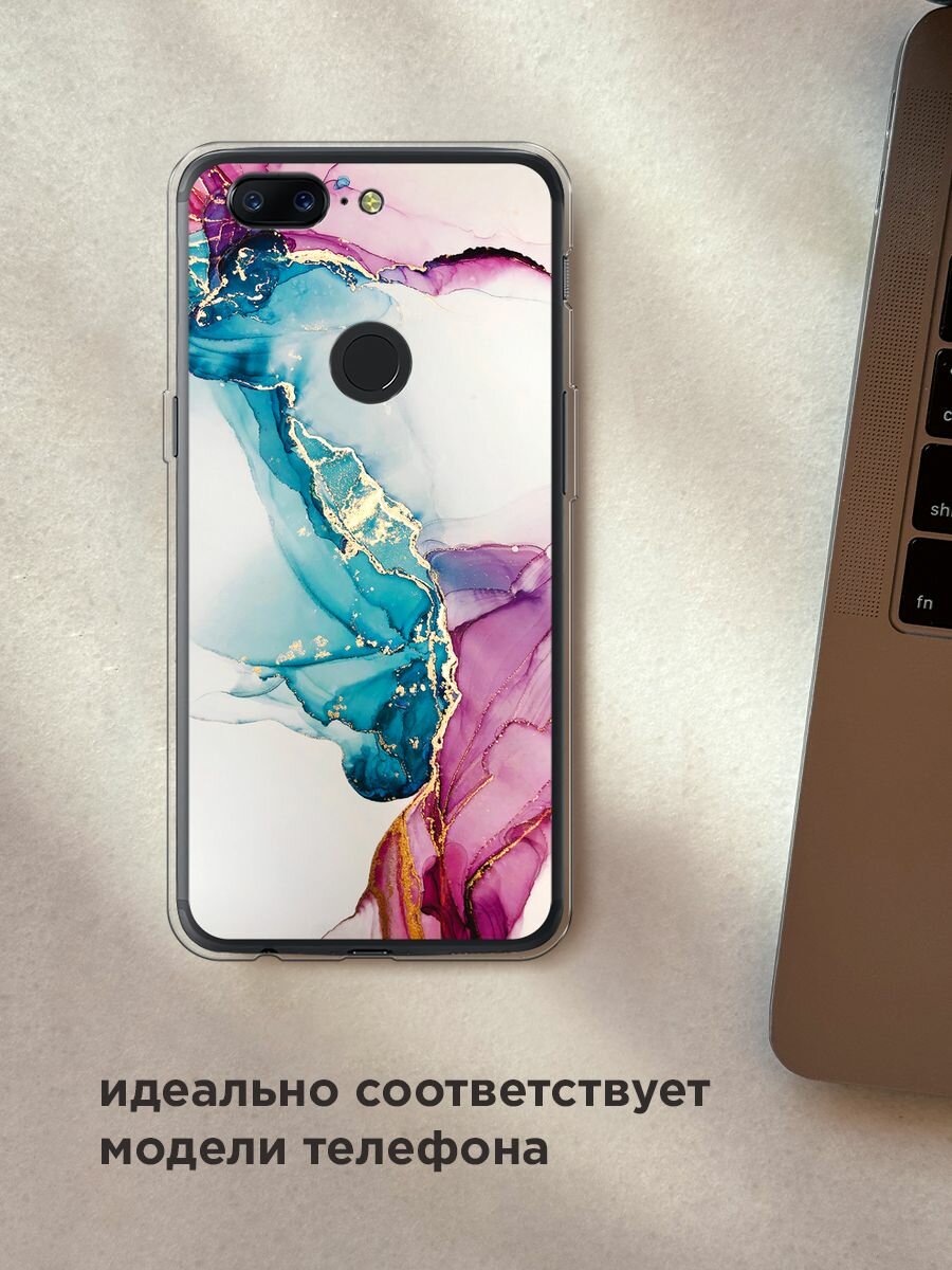 Чехол на OnePlus 5T / ВанПлюс 5Т с принтом "Розовые разводы рисунок" — фото 1