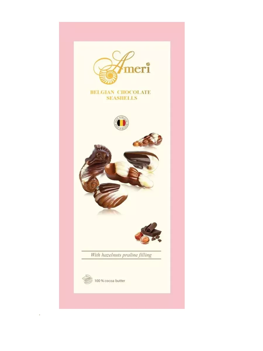 Шоколадные конфеты-ракушки Ameri, с начинкой пралине, 125 гр.