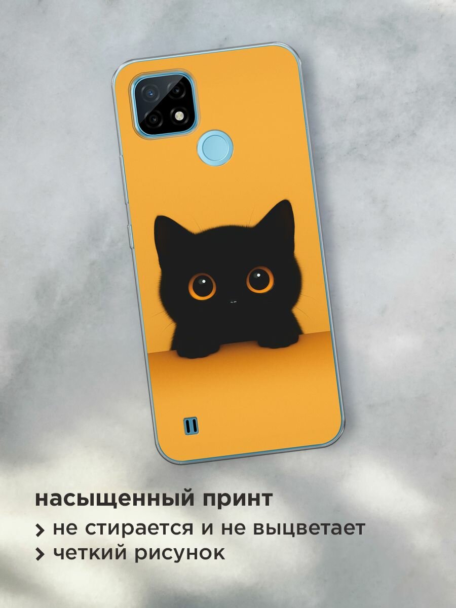 Чехол на Realme C21 / Реалми С21 с принтом "Контрастный котик" — фото 1