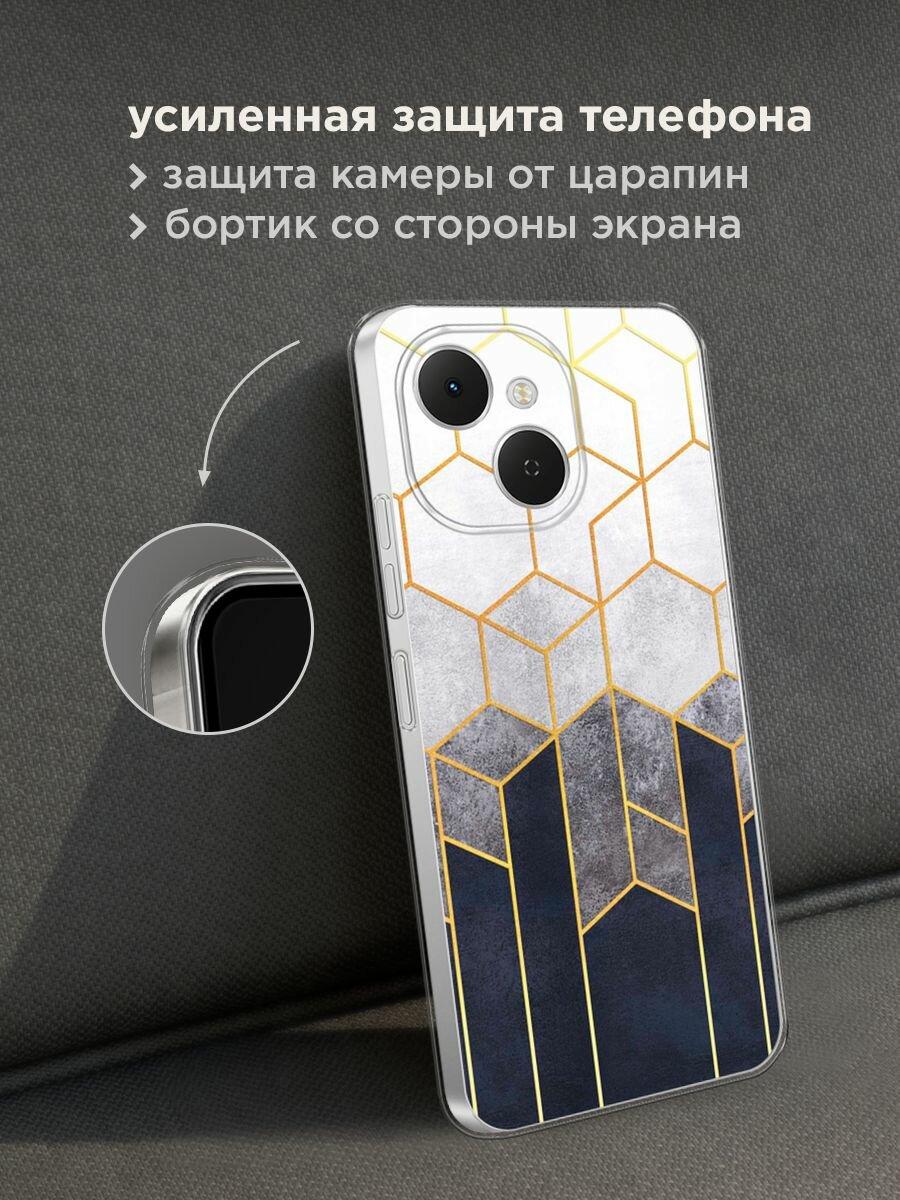 Чехол на Tecno Spark 40C / Текно Спарк 40C с принтом "Черно-белая мозаика" — фото 1