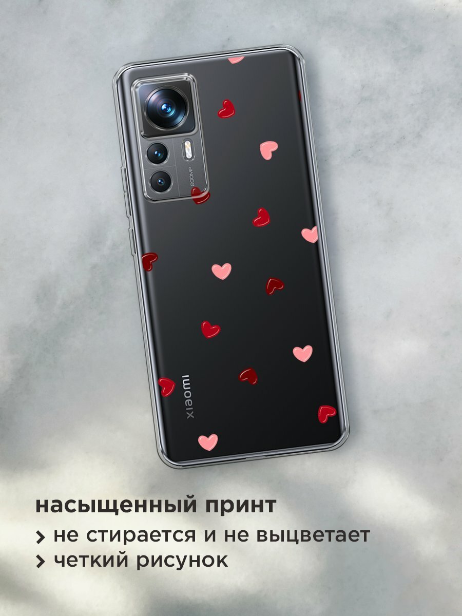 Чехол на Xiaomi 12T Pro / Сяоми 12T Про с принтом "Бордовые сердечки 2" — фото 1
