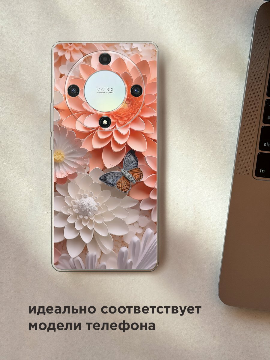 Силиконовый чехол на Honor X9A / Хонор X9A с принтом "Бумажные цветы" — фото 1