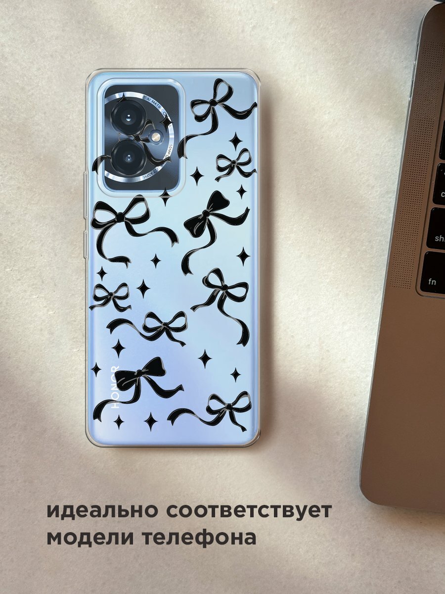 Чехол на Honor 100 / Хонор 100 с принтом "Милые чёрные бантики 4" — фото 1