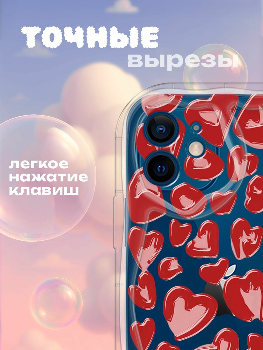 Чехол на Apple iPhone 12/12 Pro / Айфон 12 с принтом Множество красных сердец — фото 1