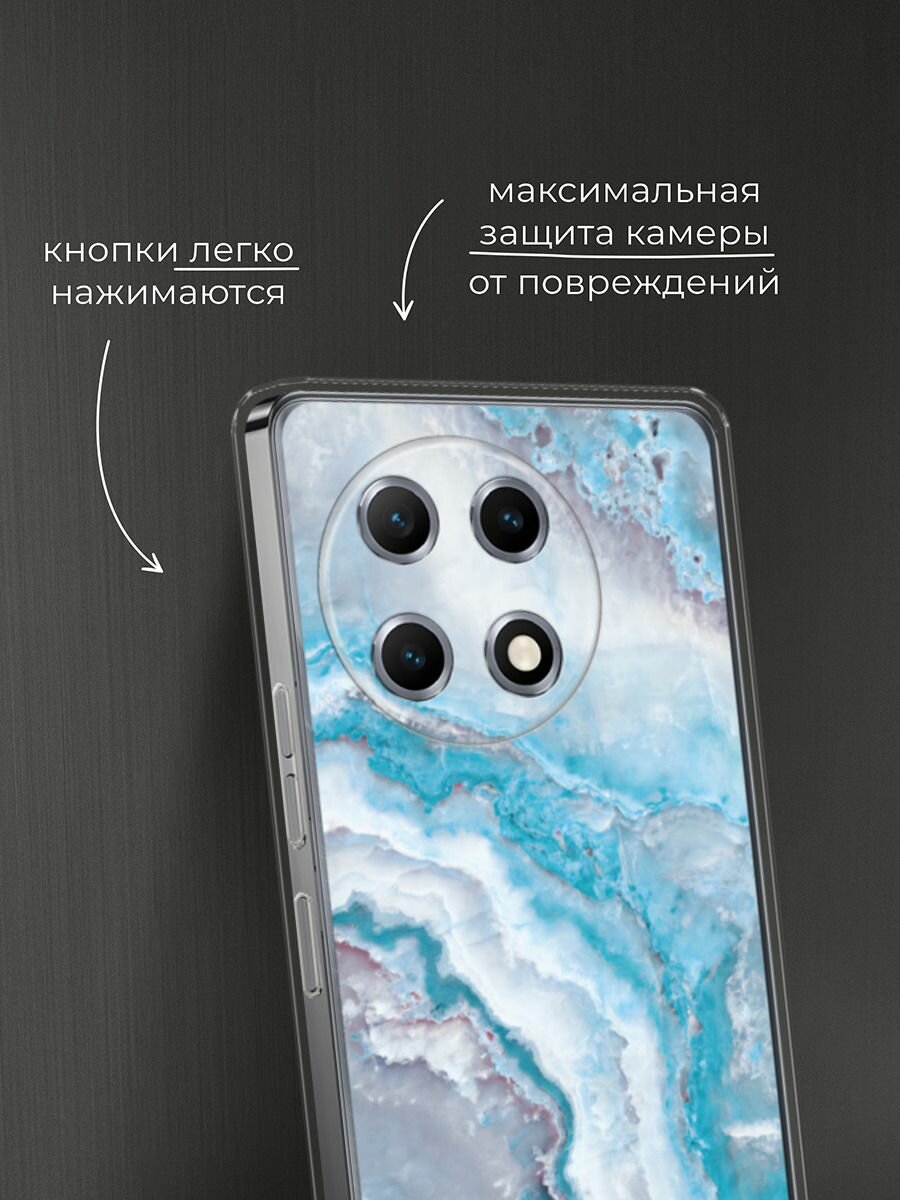 Чехол на Tecno Camon 30S / Текно Камон 30S с принтом "Нежно-голубой мрамор" — фото 1