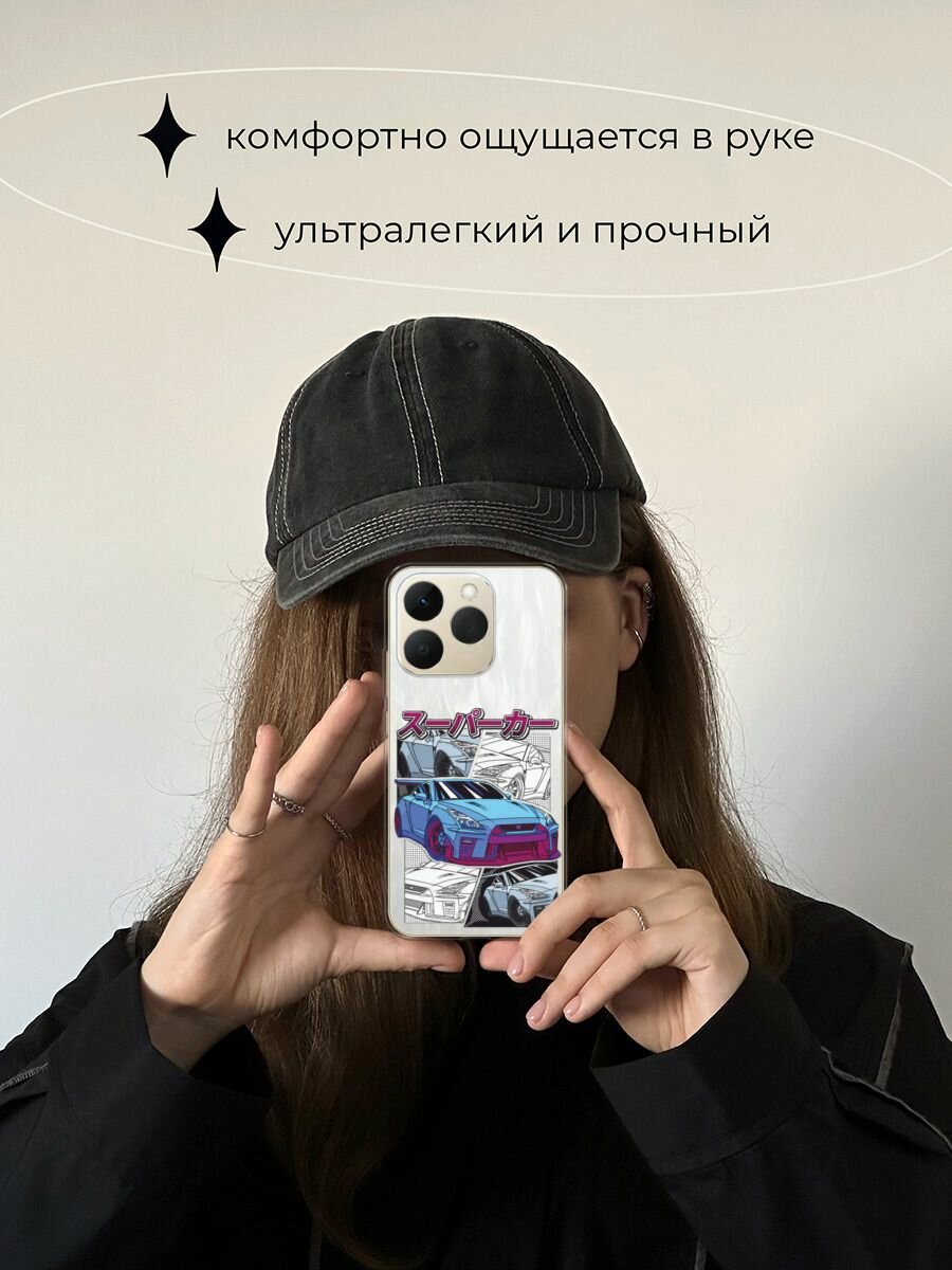 Чехол на Realme 15T / Реалми 15Т с принтом "JDM коллаж", прозрачный — фото 1