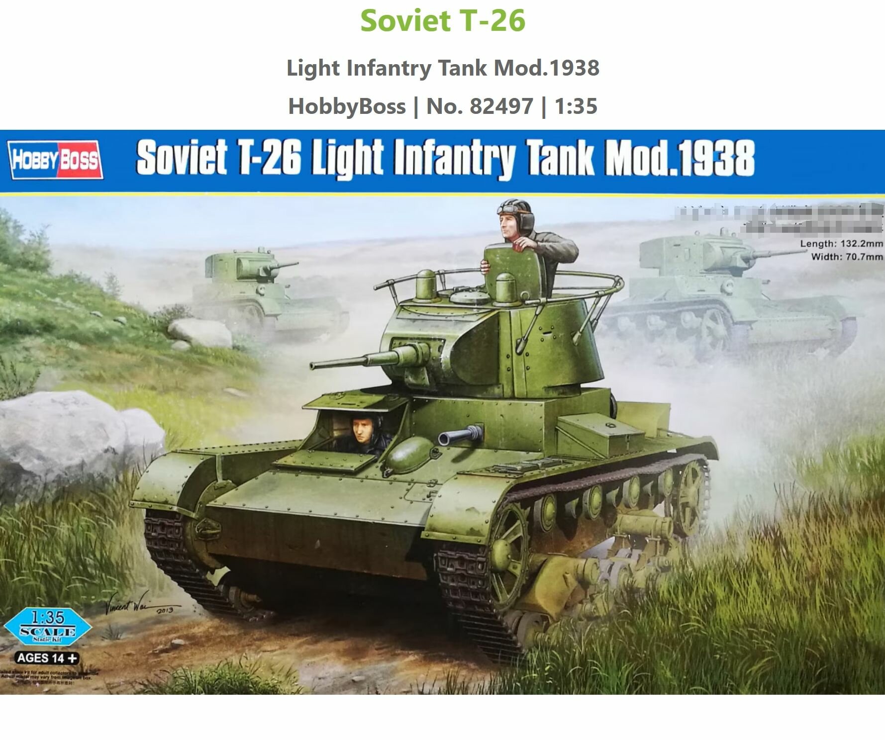 HOBBYBOSS 82497 1/35 Советский легкий пехотный Т-26 Mod.1938 сборная модель танка